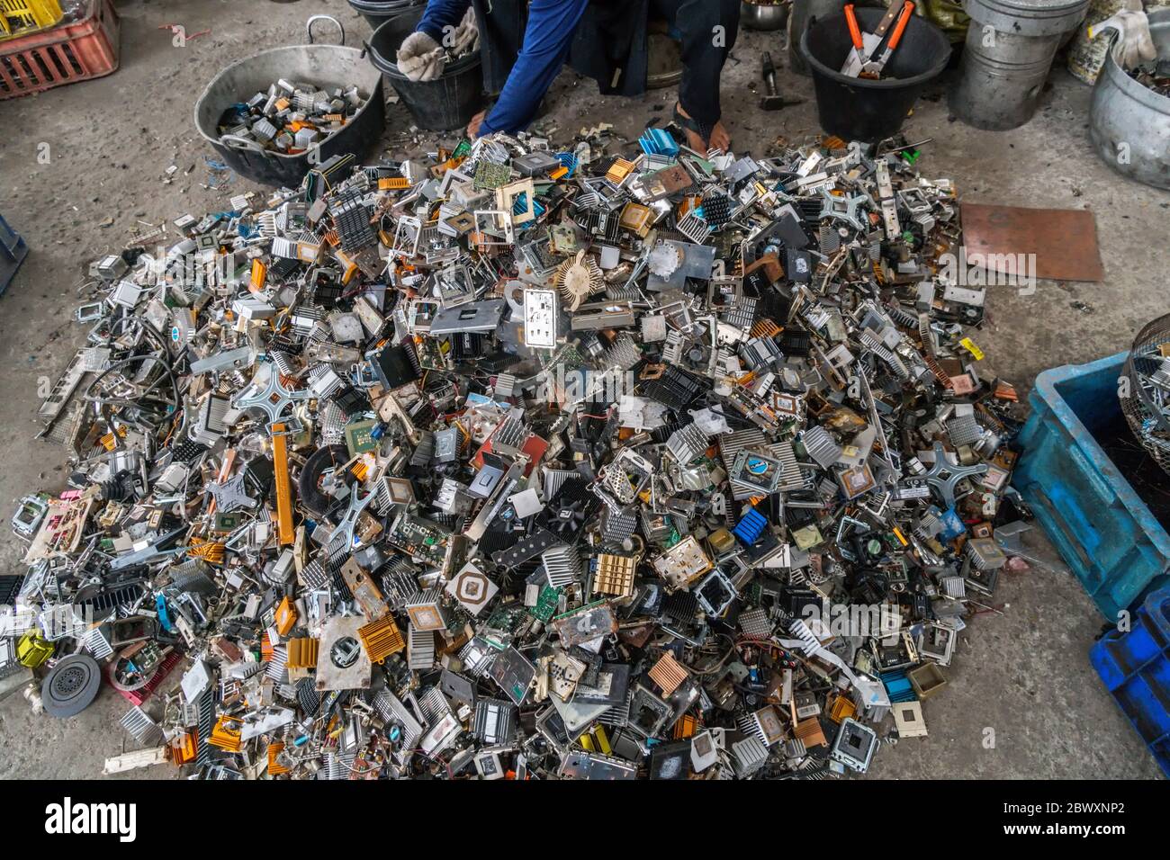 Scrap yard electronic waste for recycling with selective focus ...