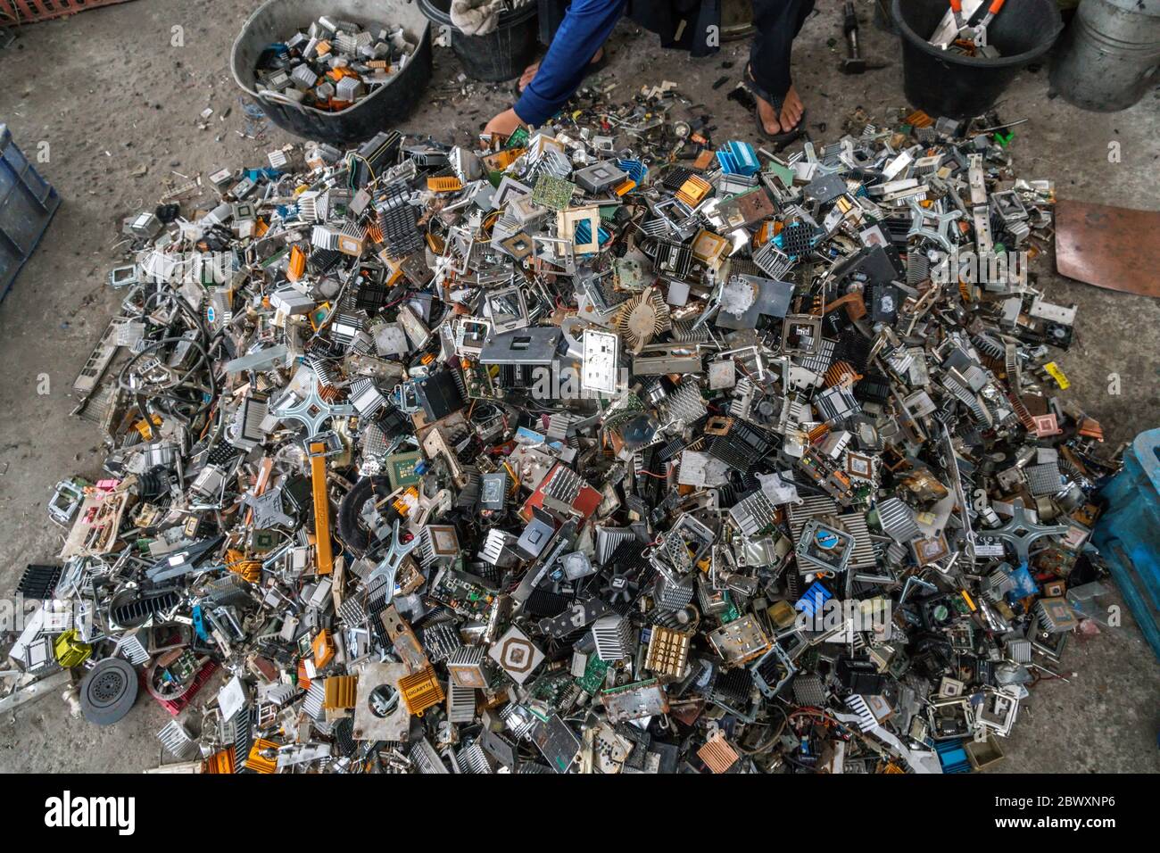 Scrap yard electronic waste for recycling with selective focus ...