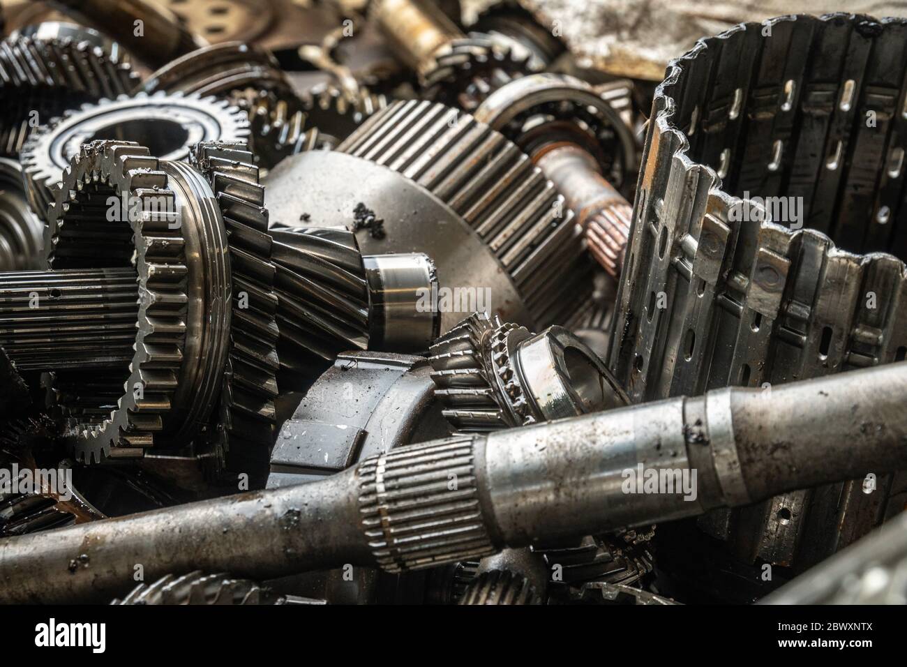 used transmission gearbox part at junkyard or scrapyard for recycling ...