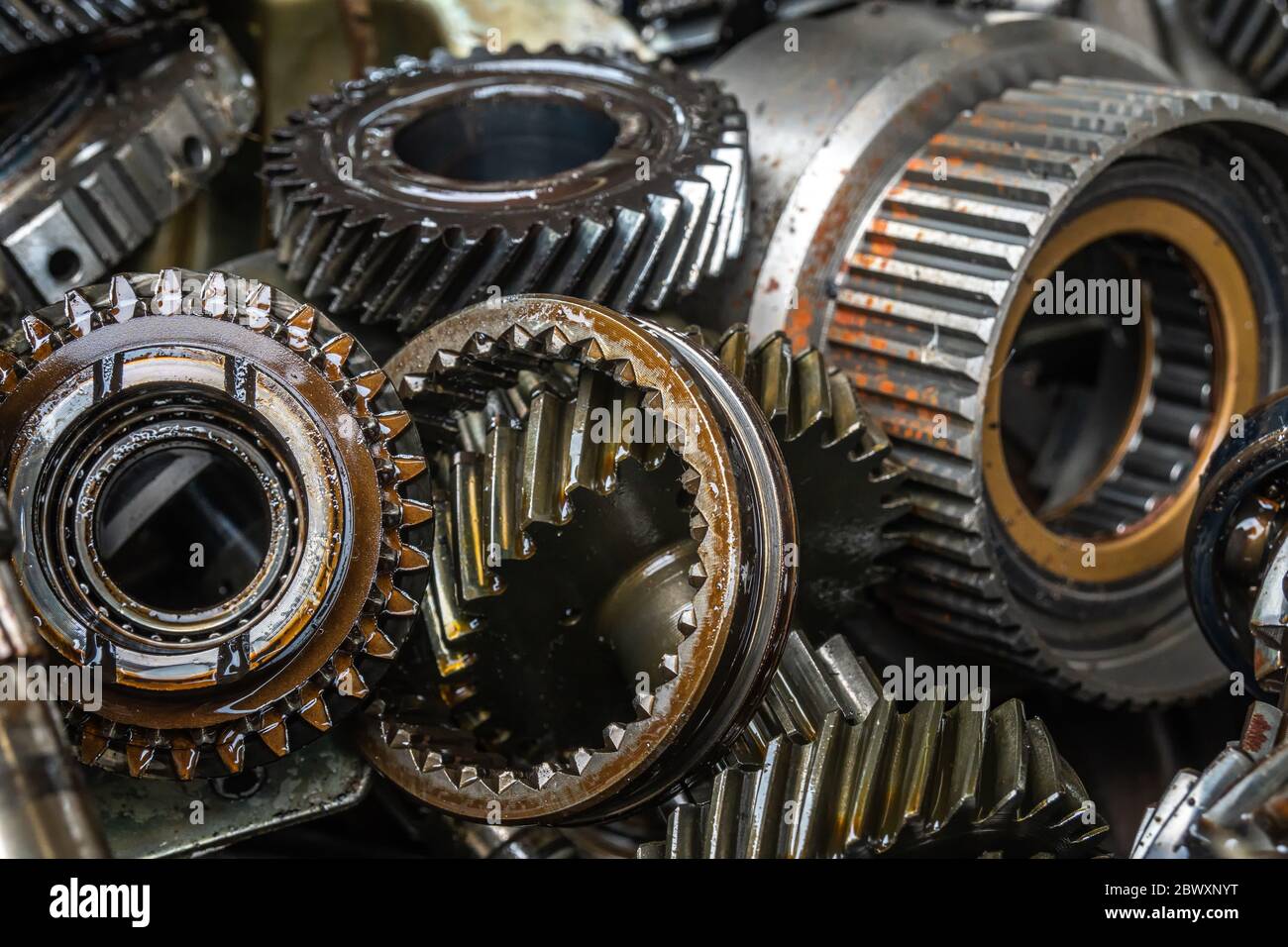 used transmission gearbox part at junkyard or scrapyard for recycling ...