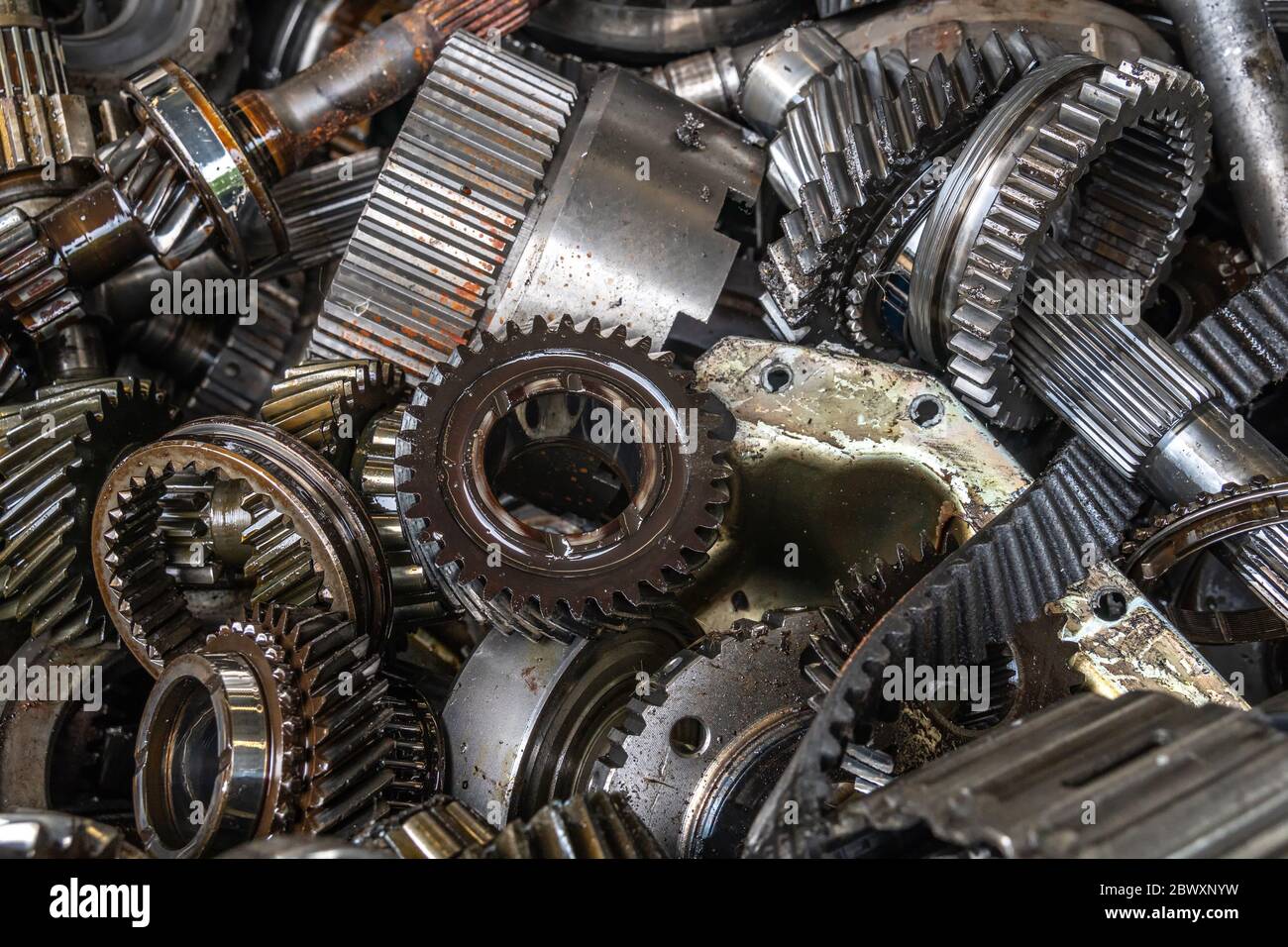 used transmission gearbox part at junkyard or scrapyard for recycling ...