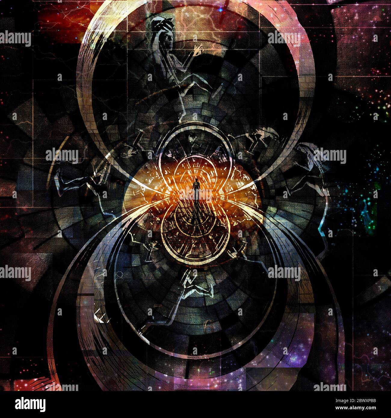 Modern art. Geometric fractal and men figures Stock Photo - Alamy