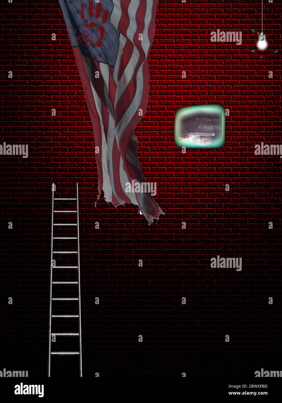 USA flag and ladder. 3D rendering Stock Photo - Alamy