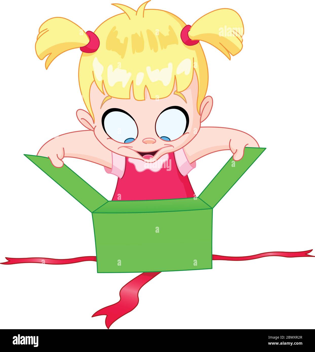 Cheerful kid open present Stock Vector Images - Alamy