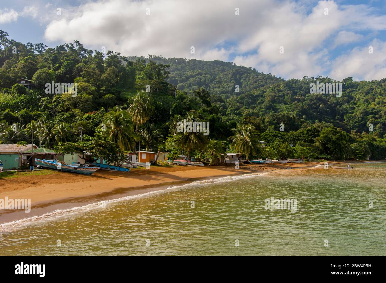 The beach at the fishing village of Charlotteville on the Caribbean ...
