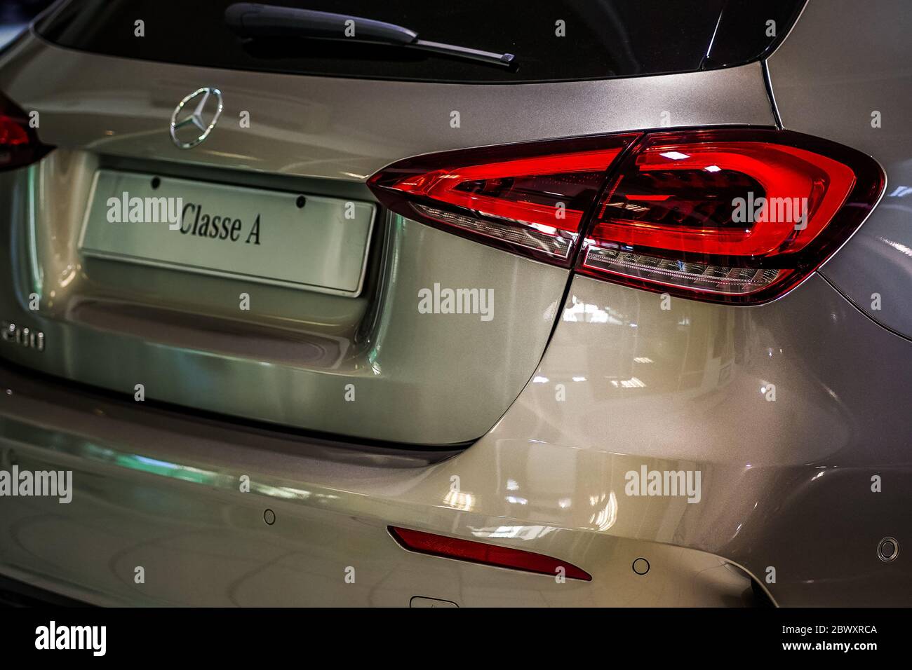 Bayonne, France, 20 December, 2019. Back view of a Mercedes Benz Class ...