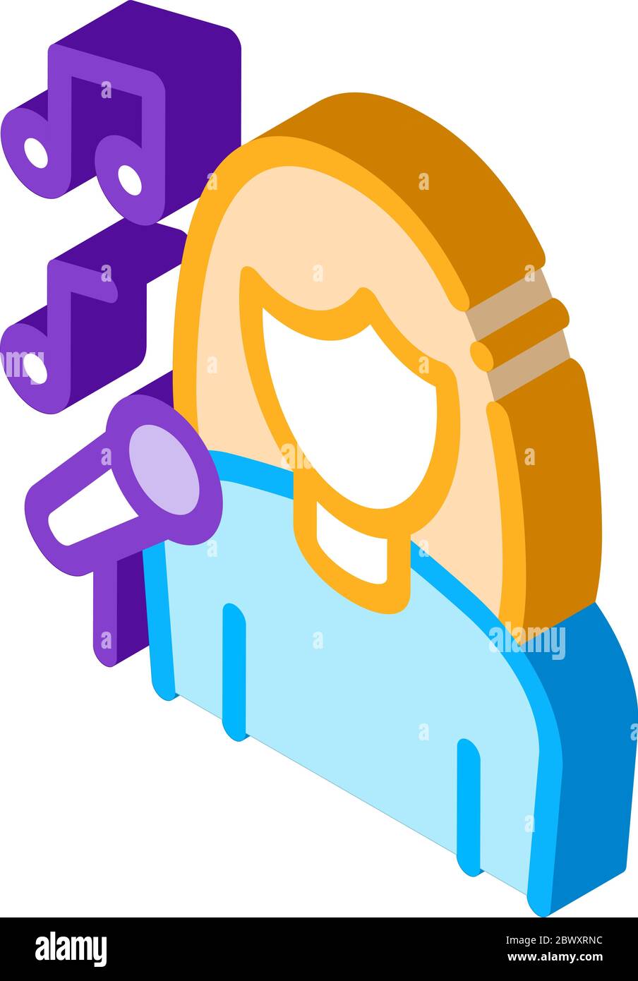 Female Singer With Microphone Sing Recital Vector Stock Vector Image