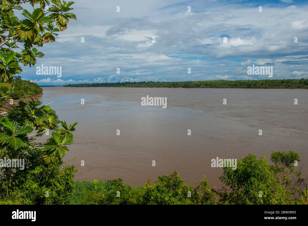 View of the Maranon River in the Peruvian Amazon River basin near ...