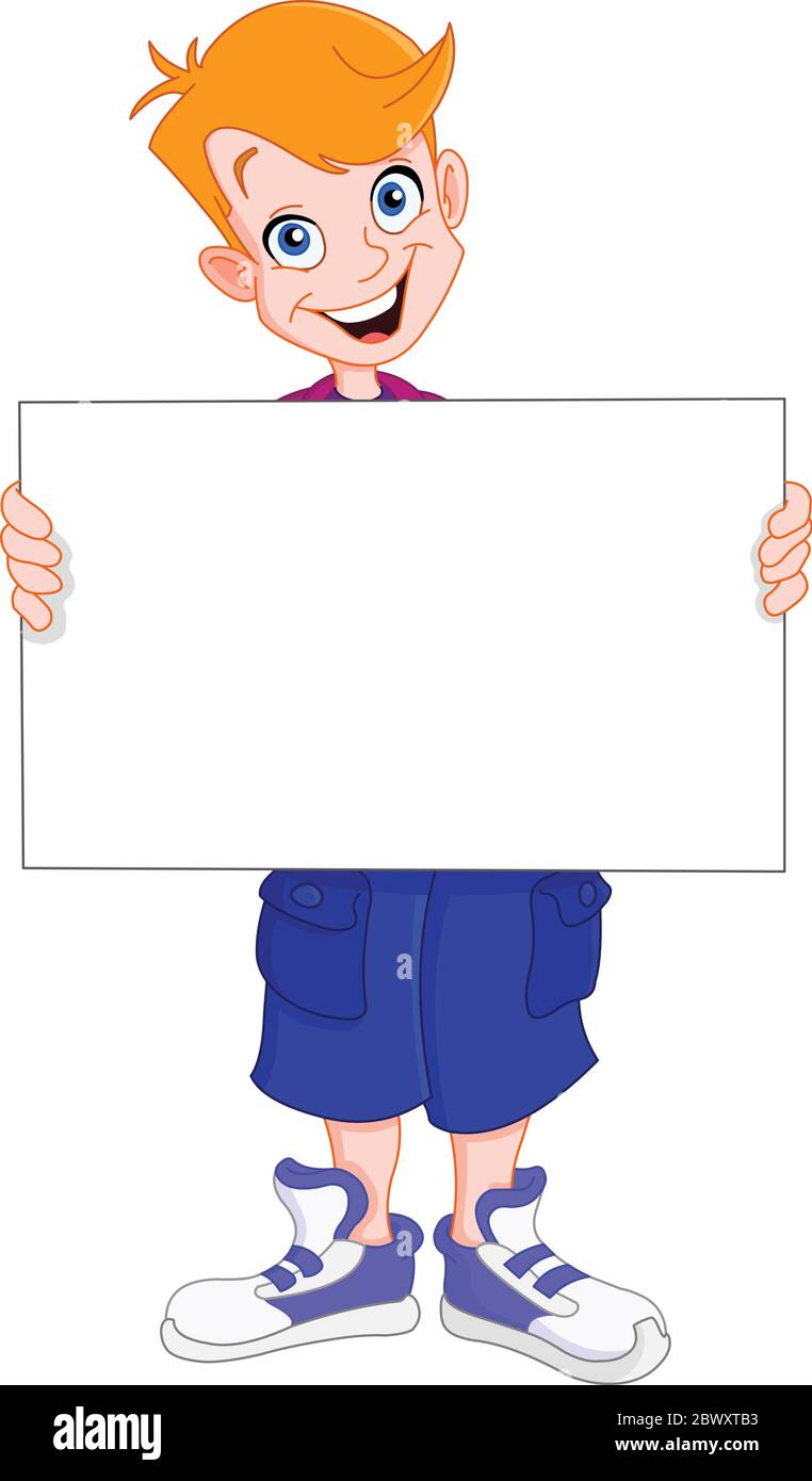 Boy blank message sign Cut Out Stock Images & Pictures - Alamy