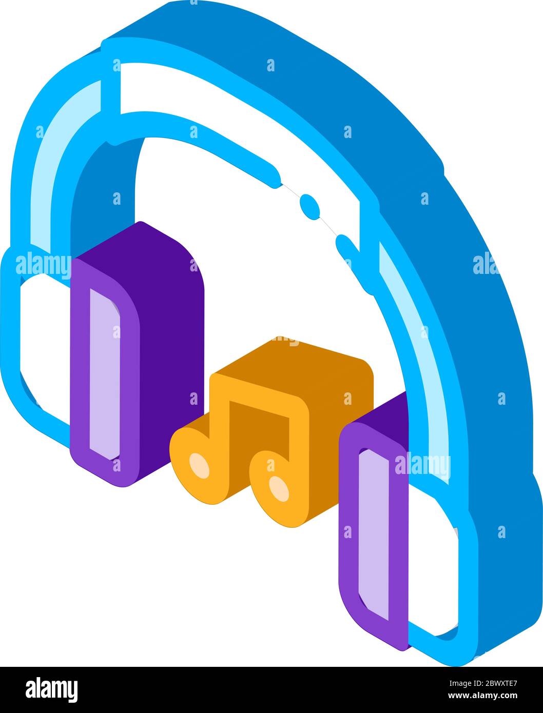 Music Headphones And Musical Notes Isometric Icon Stock Vector Image