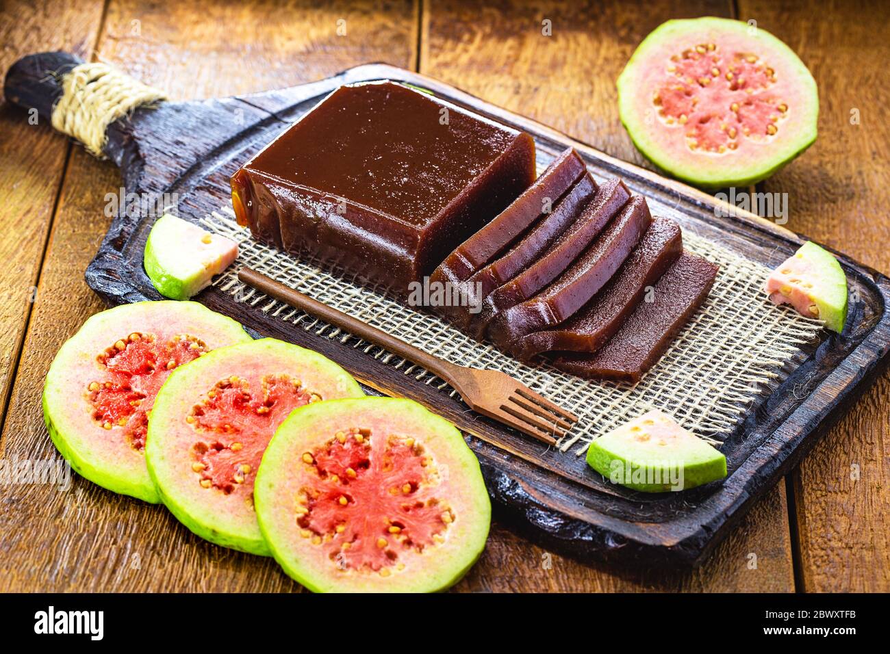 Goiabada, a typical sweet made with guava, a Brazilian sweet common in ...