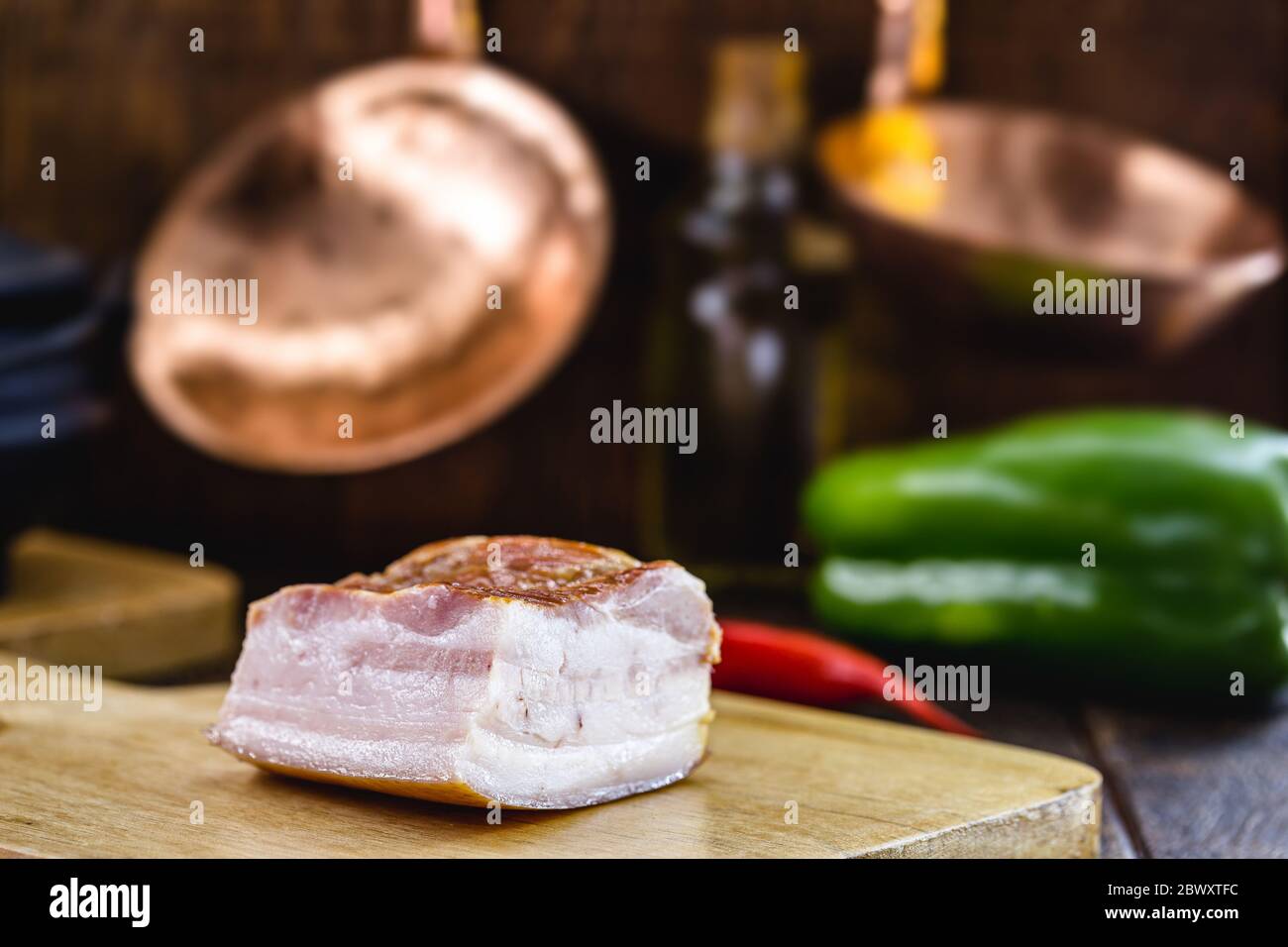 Brazilian bacon called "Toucinho or toicinho" is a food of animal ...