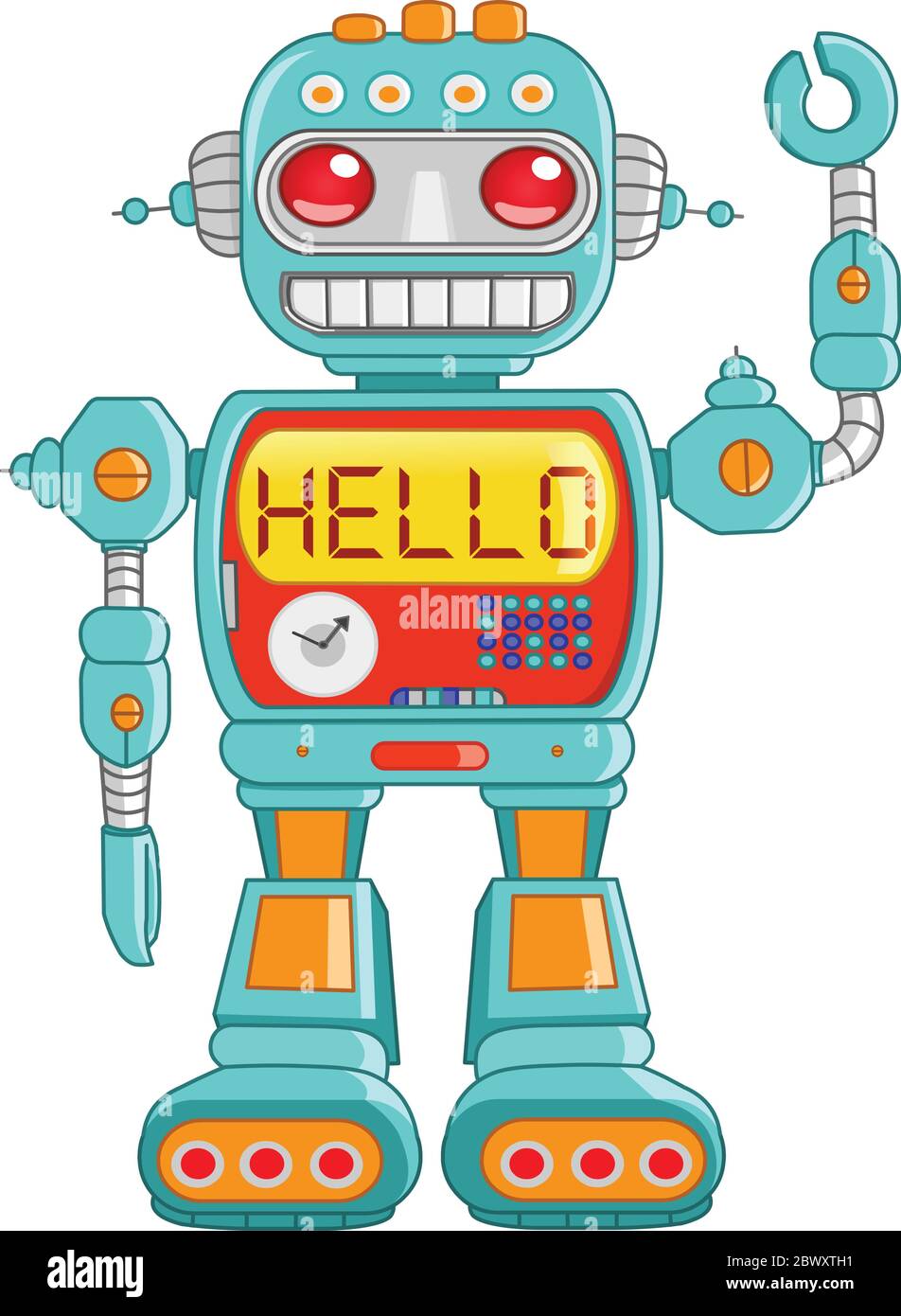 Retro robot toy waving hello Stock Vector Image & Art - Alamy
