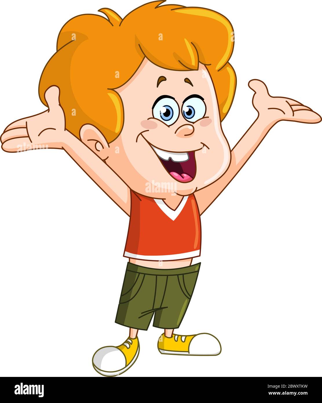 Cartoon boy raising hands hi-res stock photography and images - Alamy