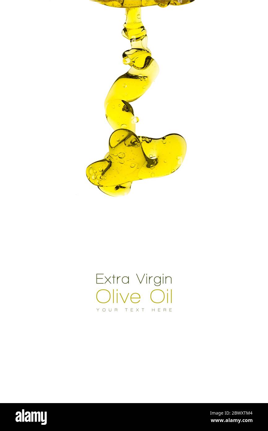 Olive oil dropping in water isolated on white background. Template ...
