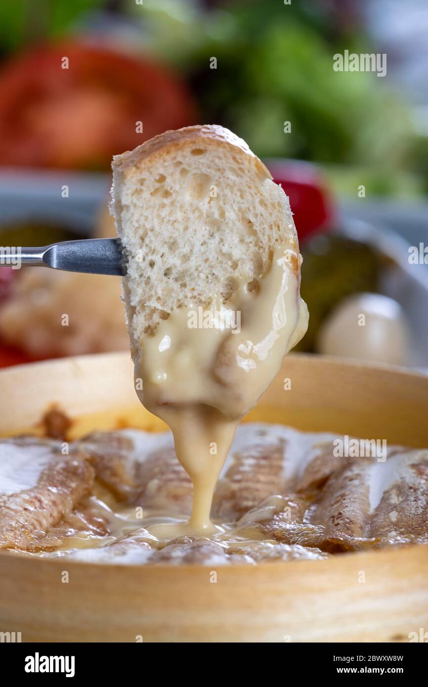 swiss cheese fondue with bread Stock Photo - Alamy