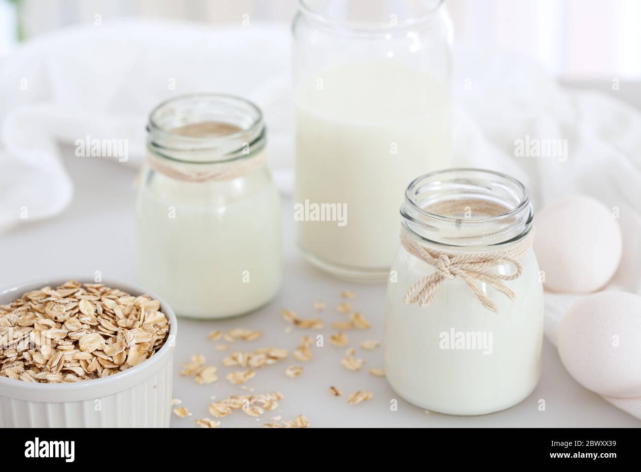 Healthy Milk for Breakfast Stock Photo - Alamy