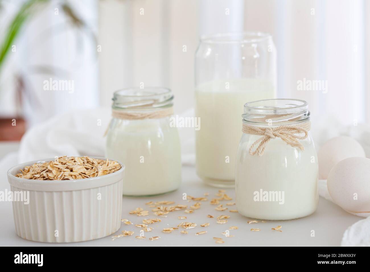 Healthy Milk for Breakfast Stock Photo - Alamy