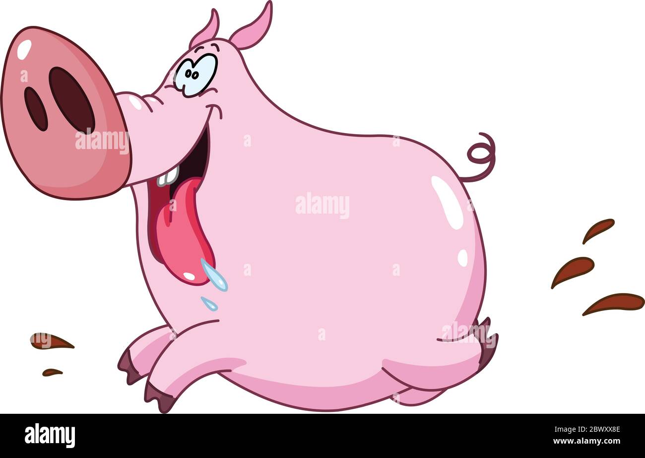 Cartoon pig running Stock Vector Image & Art - Alamy