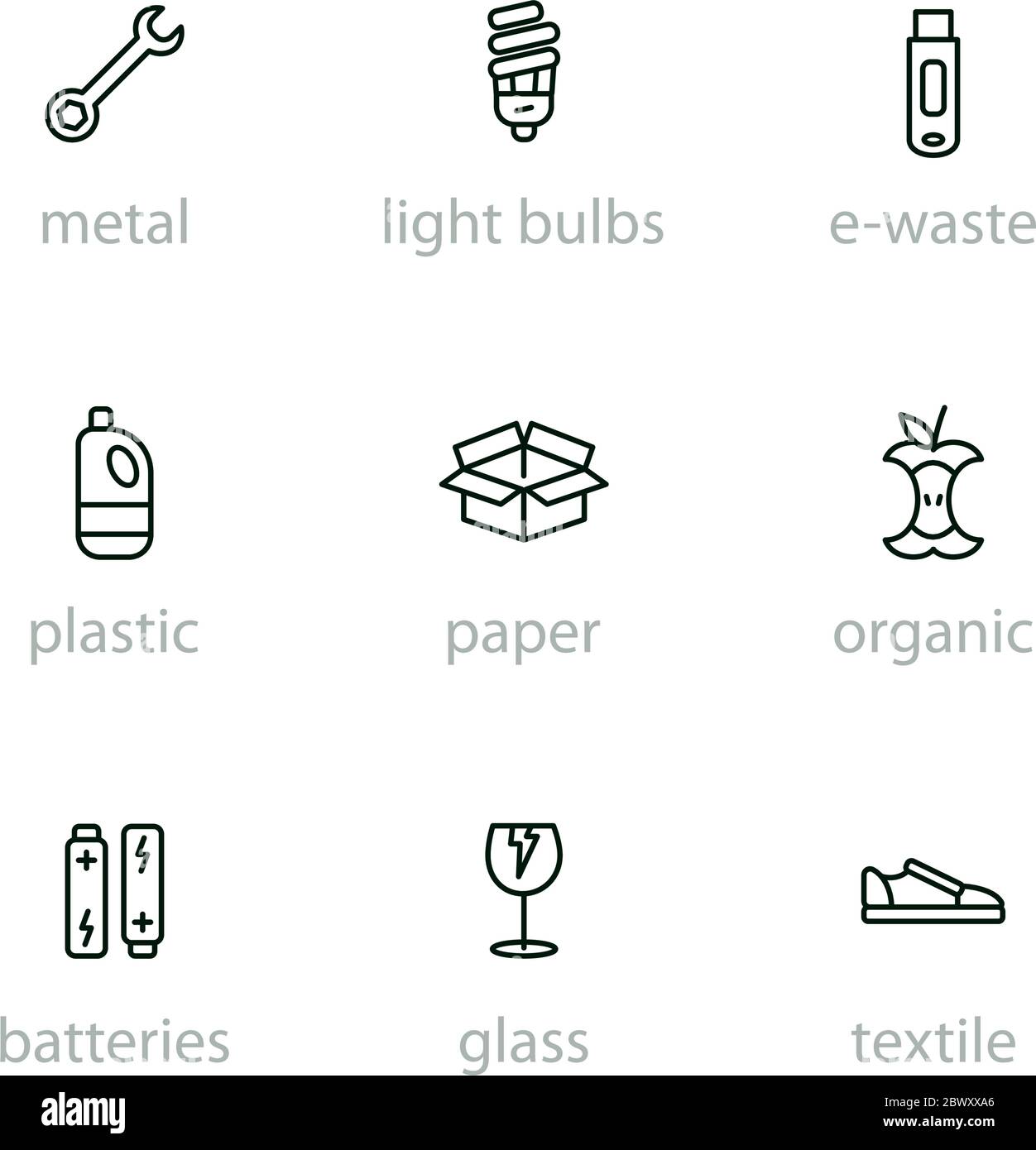 Sorting garbage icon set Stock Vector Image & Art - Alamy