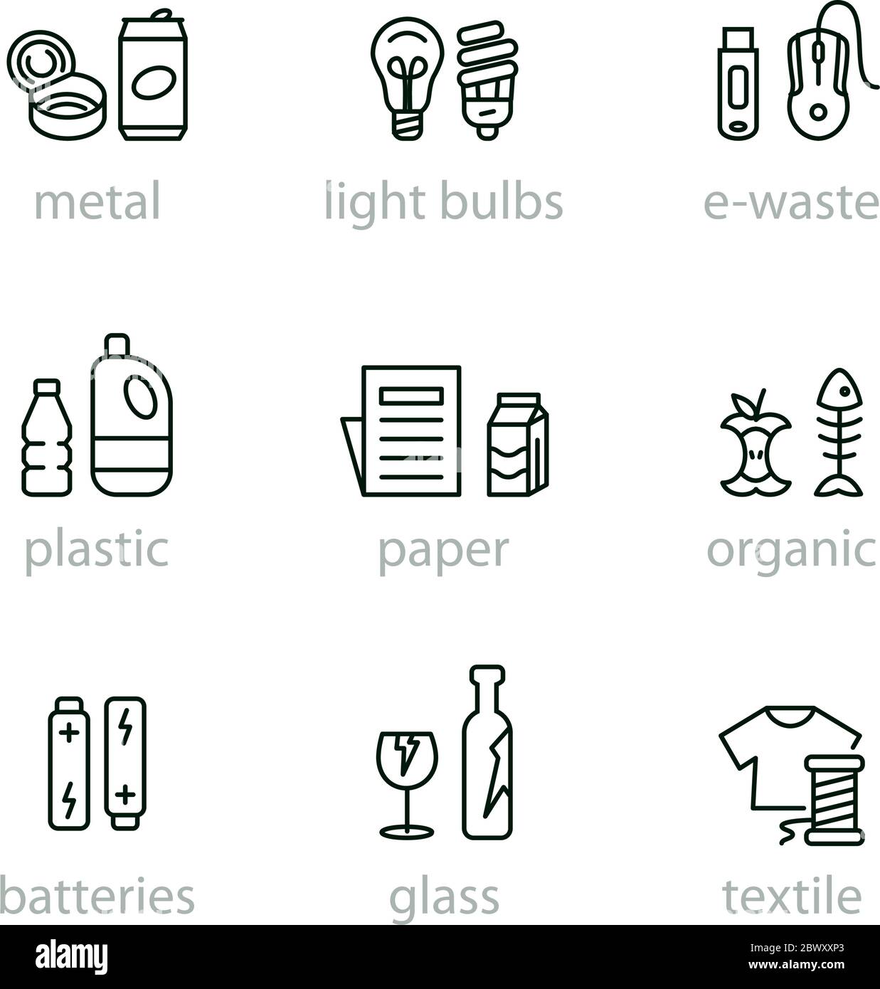Sorting garbage icon set Stock Vector Image & Art - Alamy