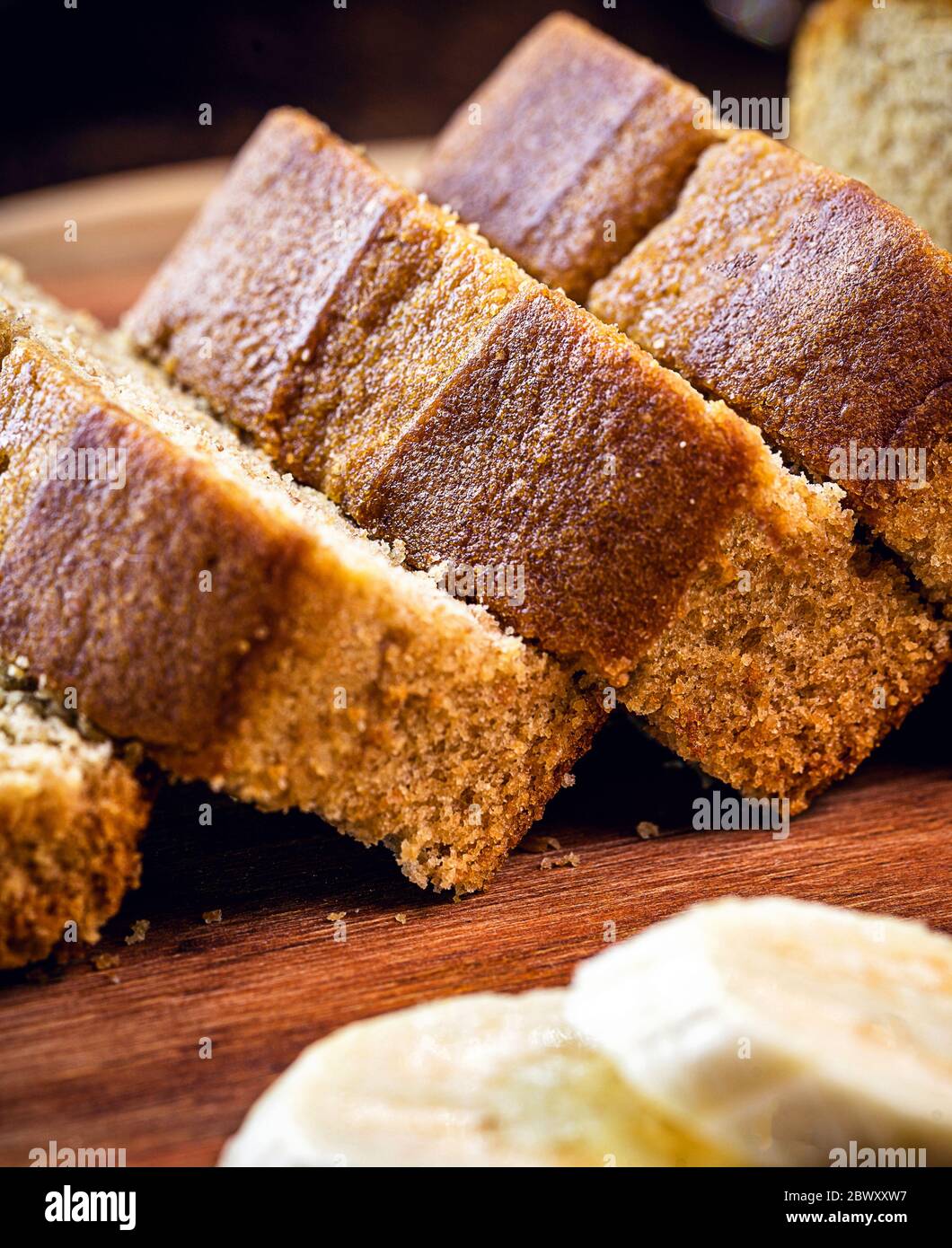 homemade sliced vegan bread, without lactose or animal products. Banana ...