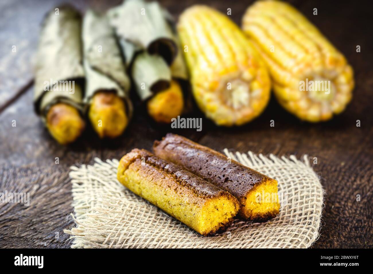 Broa made with corn and wrapped in banana leaf. Corn bread made for the ...