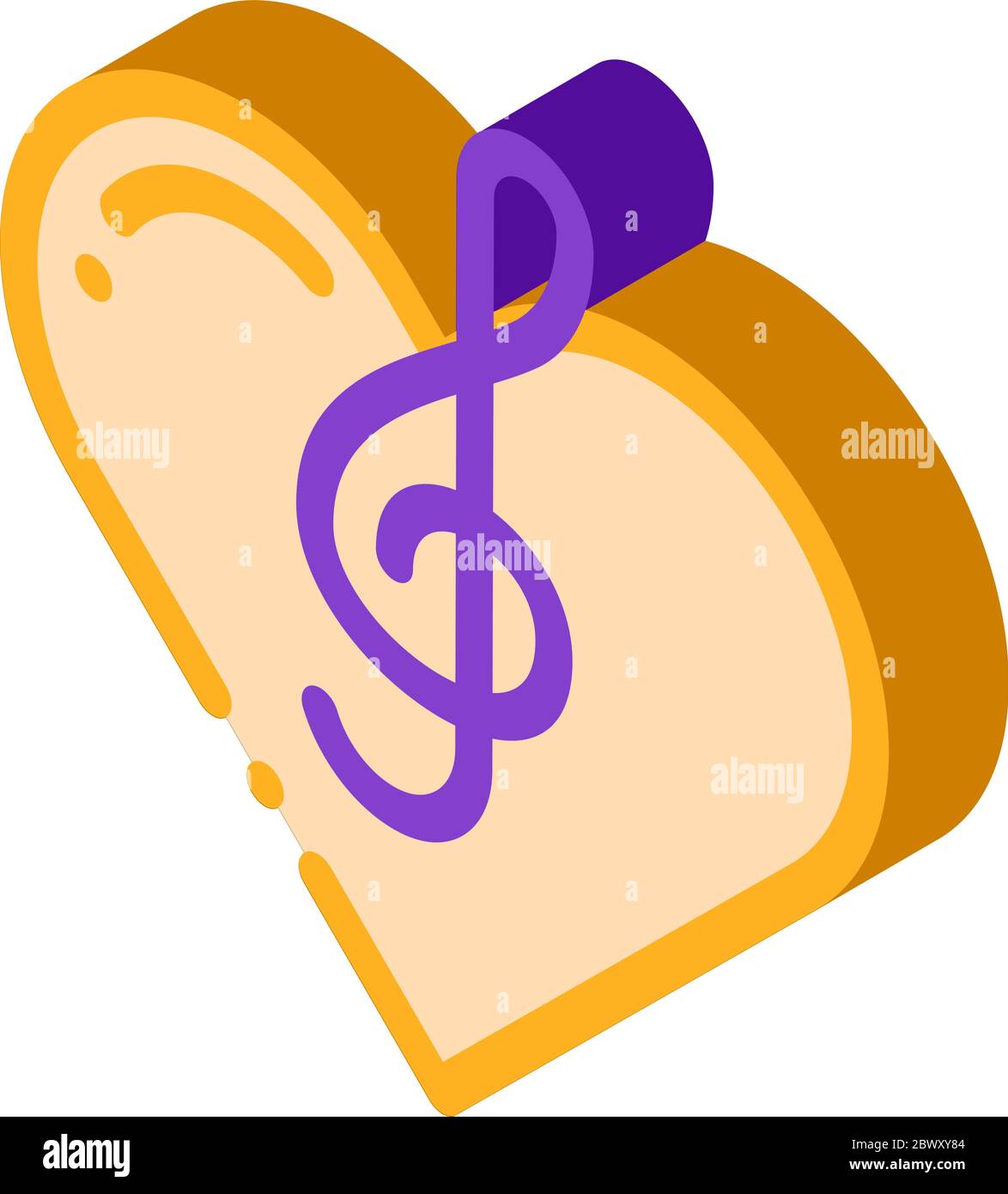 Treble Clef And Heart Song Element isometric icon Stock Vector Image ...