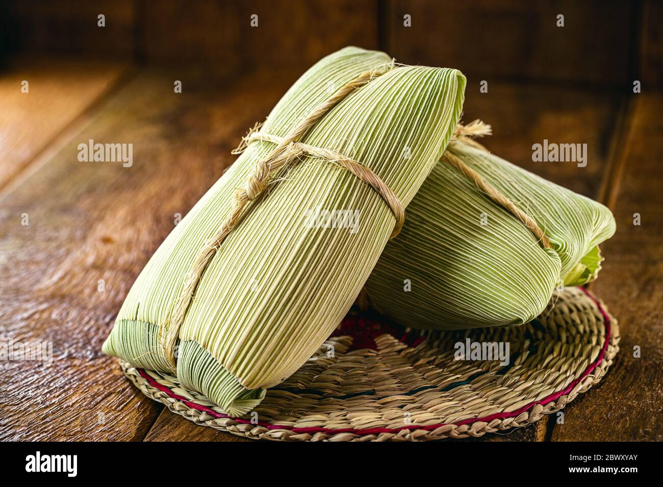 Pamonha, typical corn sweet with rural cheese from Brazil, closed in ...