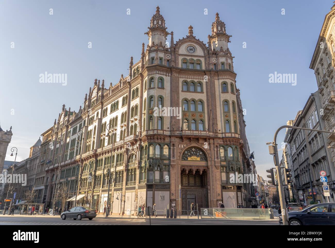 Budapest, Hungary - Feb 9, 2020: Majolica statues of Brudern house ...