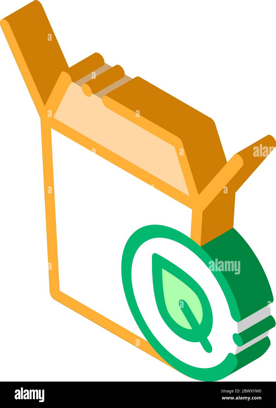 Carton Box For Food With Plant Leaf isometric icon Stock Vector Image ...