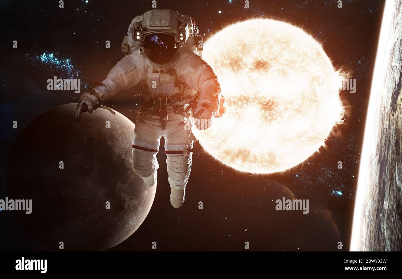 Astronaut sun on moon hi-res stock photography and images - Alamy