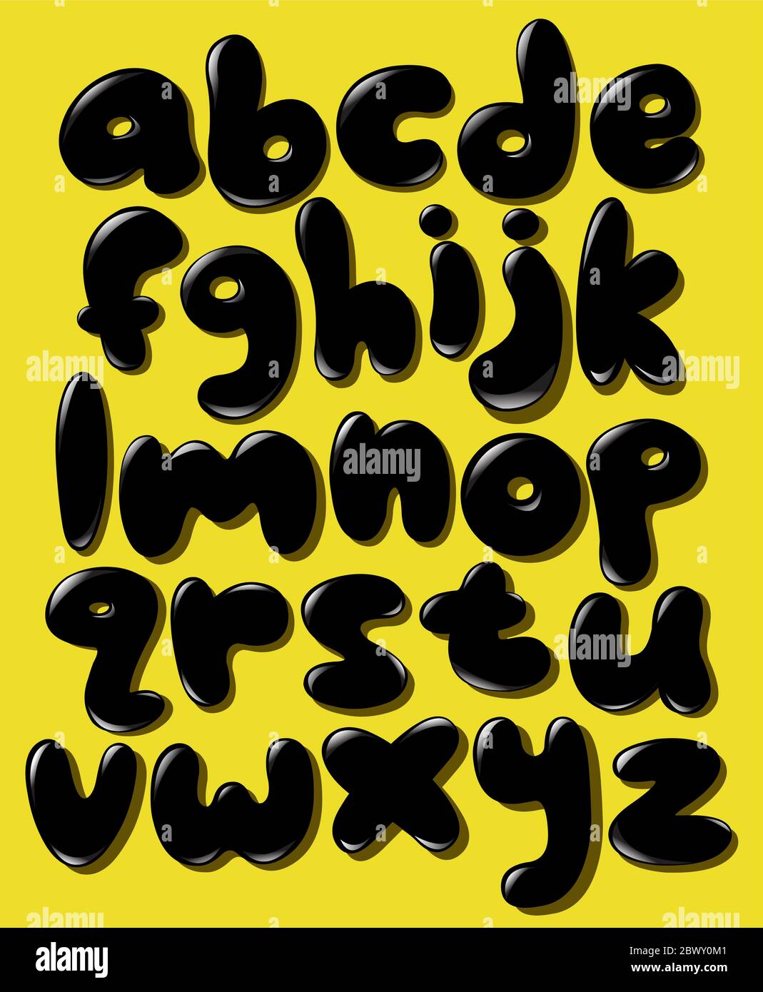Black lower case bubble alphabet set Stock Vector Image & Art - Alamy