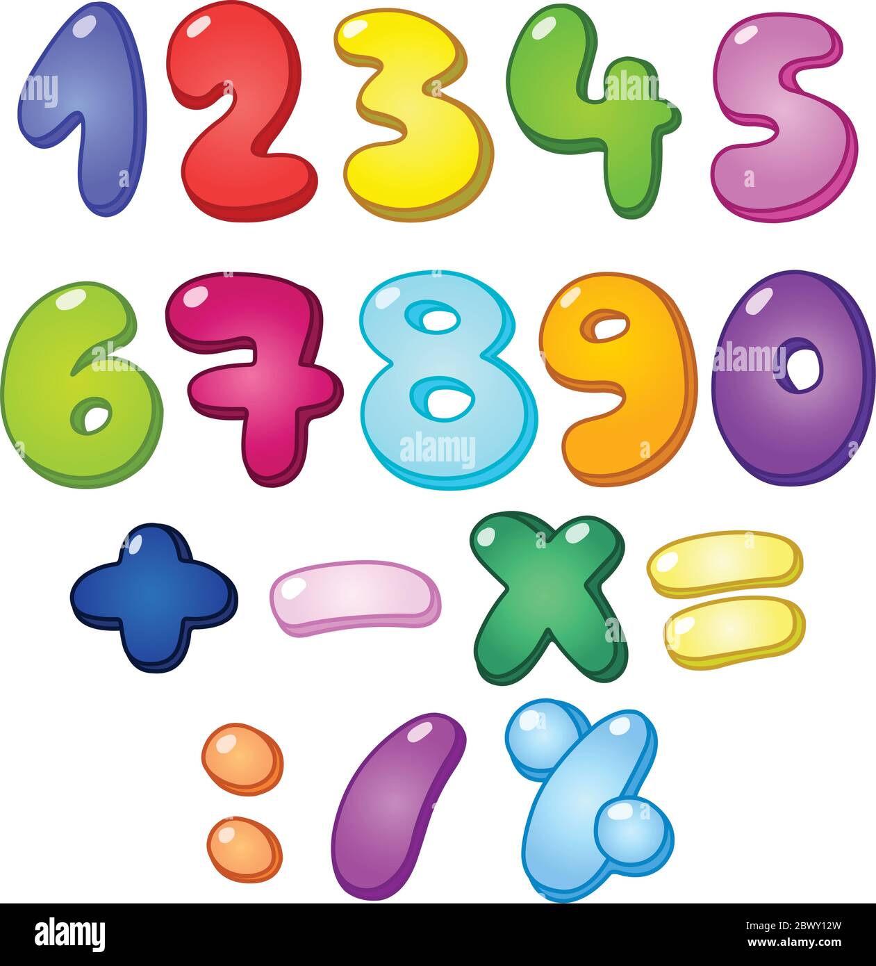 3d bubble shaped numbers and math signs set Stock Vector Image & Art ...