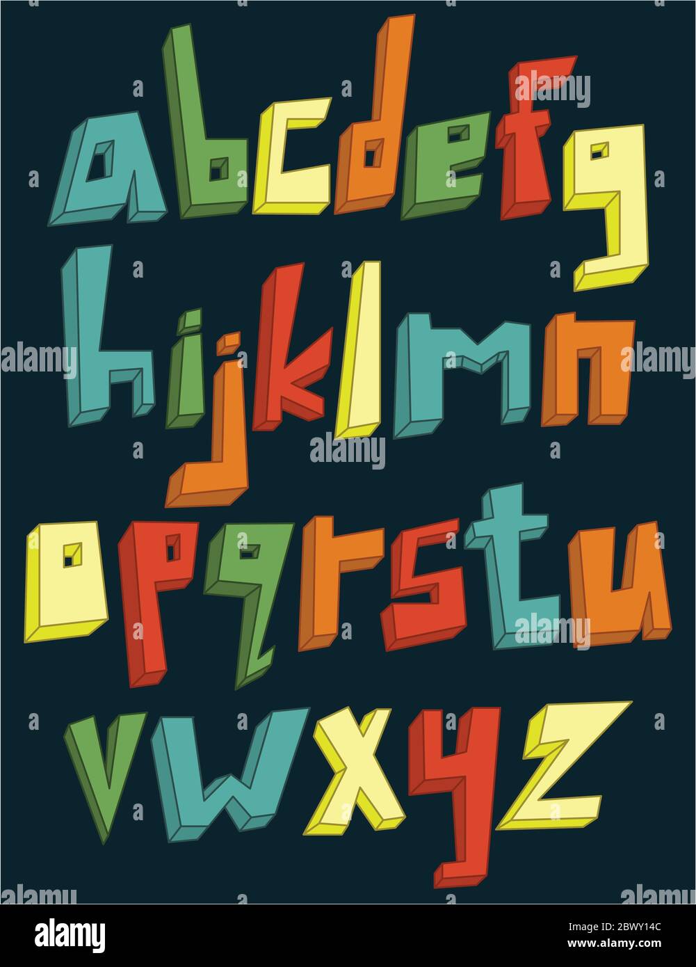 Colorful 3d lower case alphabet set Stock Vector Image & Art - Alamy