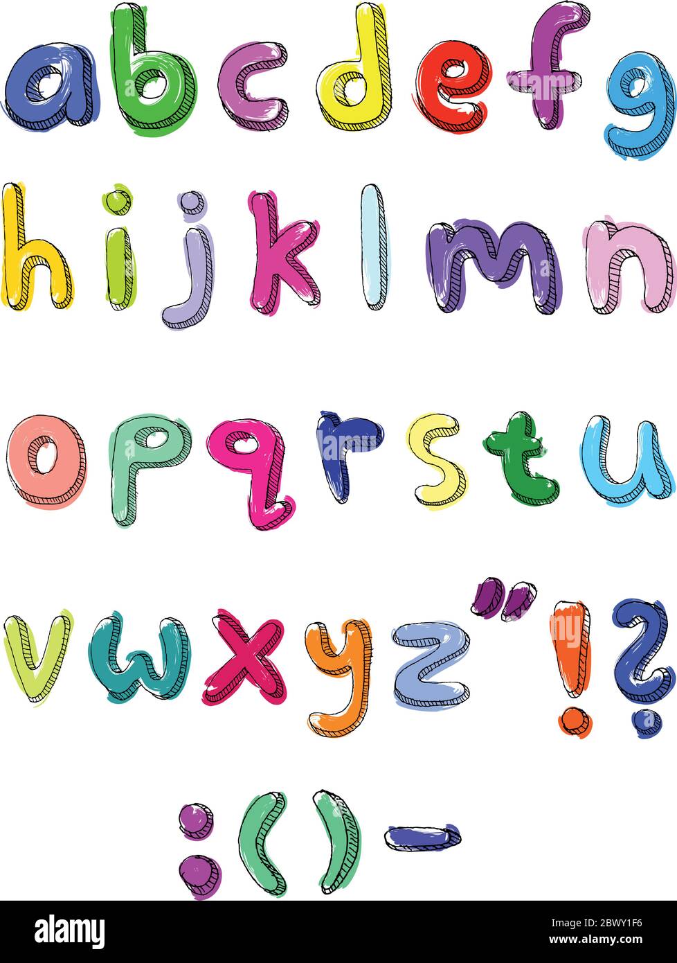 Hand drawn colorful vector abc small letters Stock Vector Image & Art ...