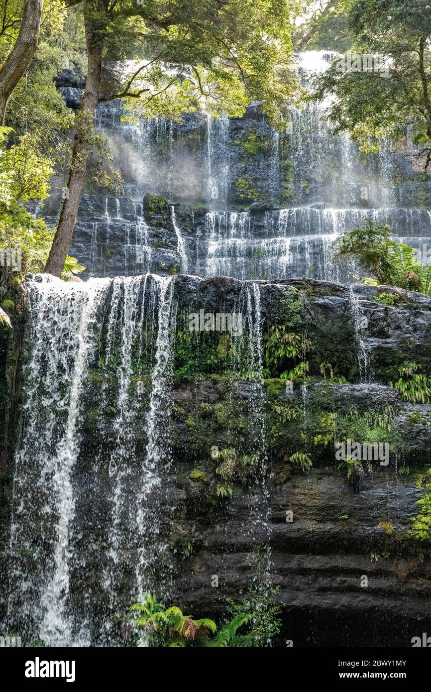 Russell Falls Three falls track Mount Field National Park Tasmania ...