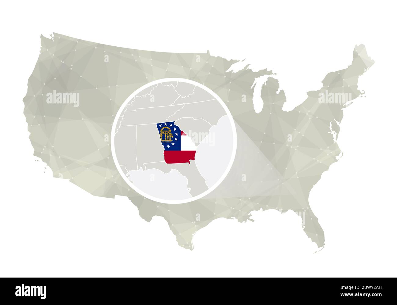 Polygonal abstract USA map with magnified Georgia state. Georgia state ... Polygonal abstract USA map with magnified Georgia state. Georgia state ...