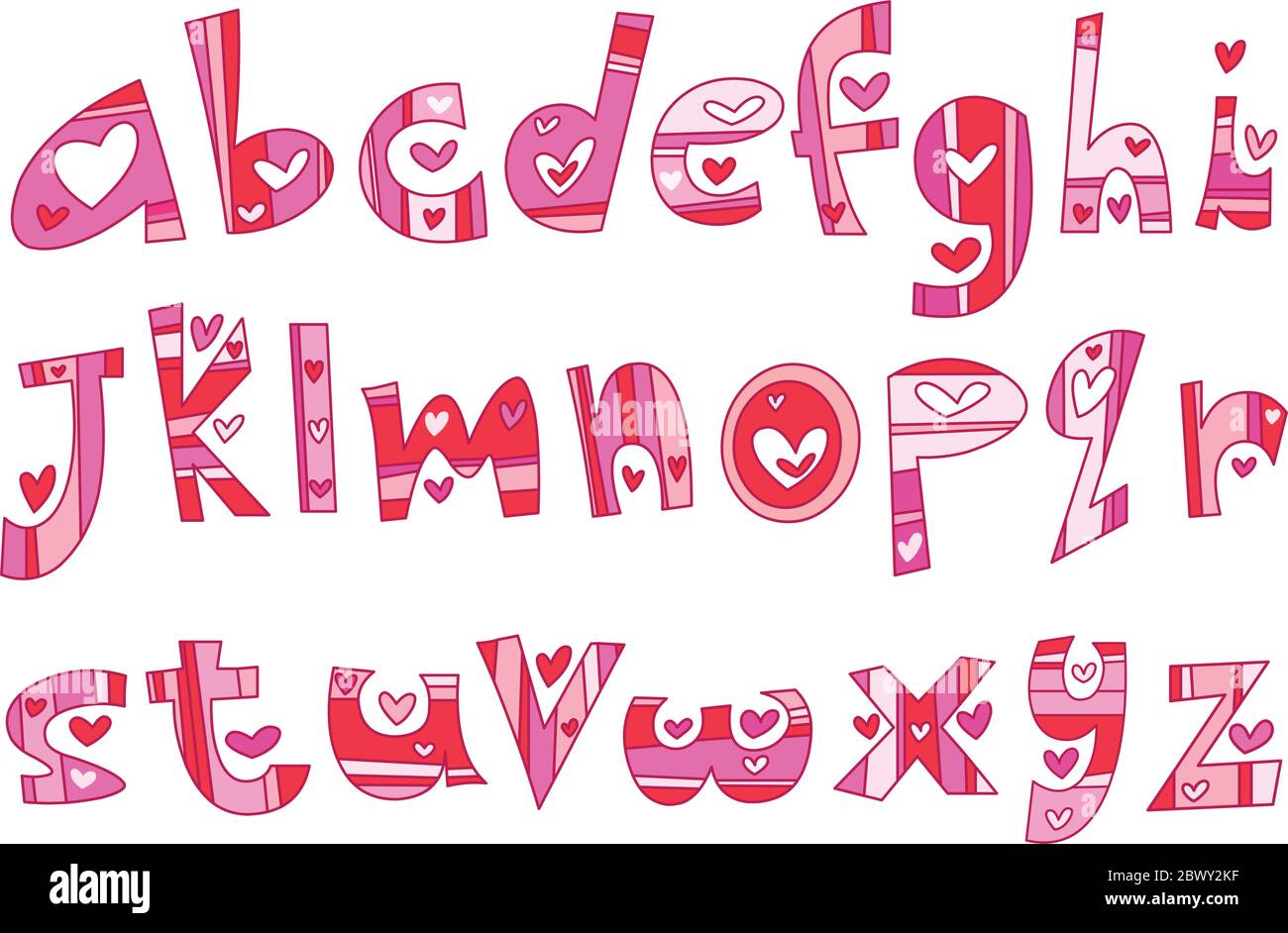 Lower case love alphabet Stock Vector Image & Art - Alamy