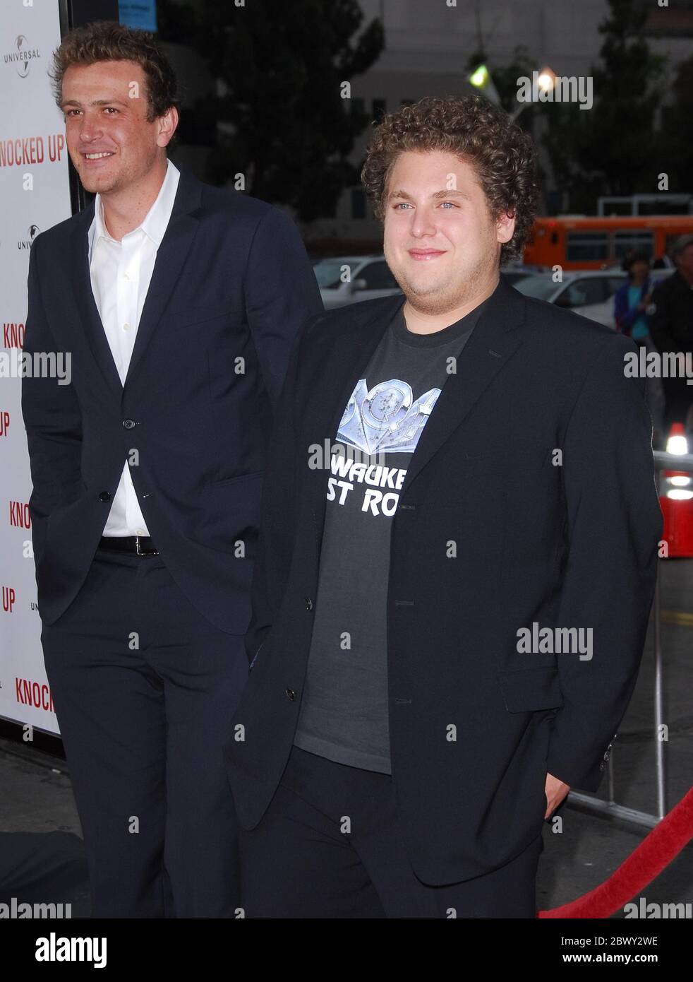 Jason Segal and Jonah Hill at the World Premiere of "Knocked Up" held ...