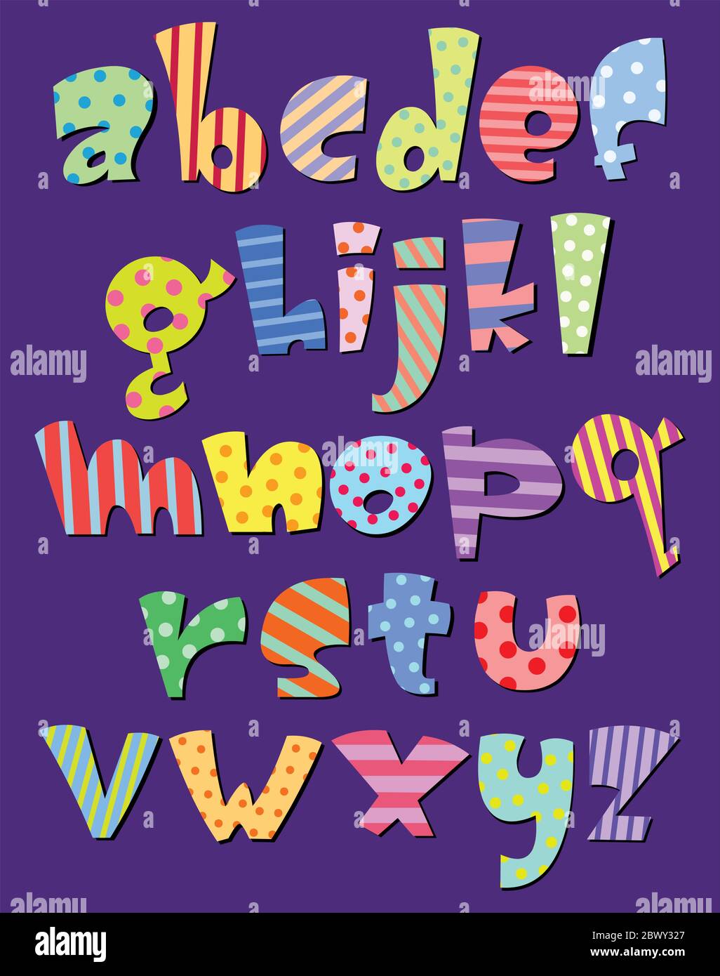Colorful lower case pattern alphabet Stock Vector Image & Art - Alamy