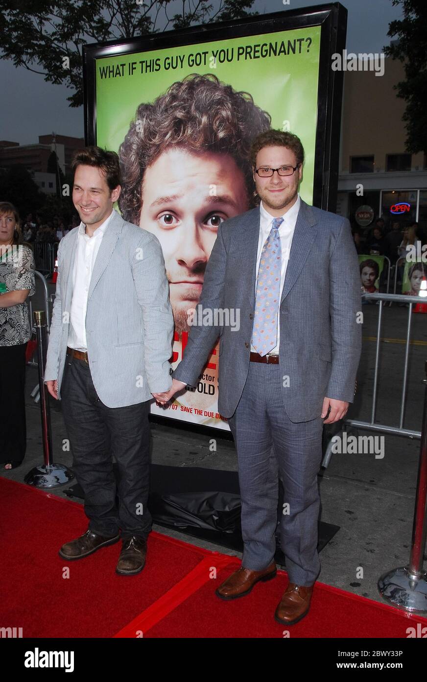 Paul Rudd and Seth Rogen holding hands at the World Premiere of ...