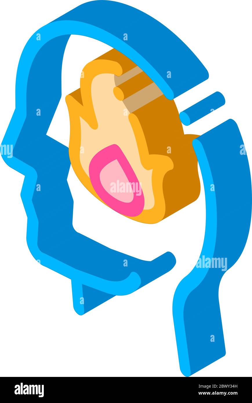 Burning Fire Flame In Man Silhouette Mind Vector Stock Vector Image ...