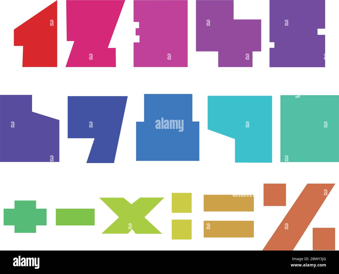 Colorful square numbers Stock Vector Image & Art - Alamy