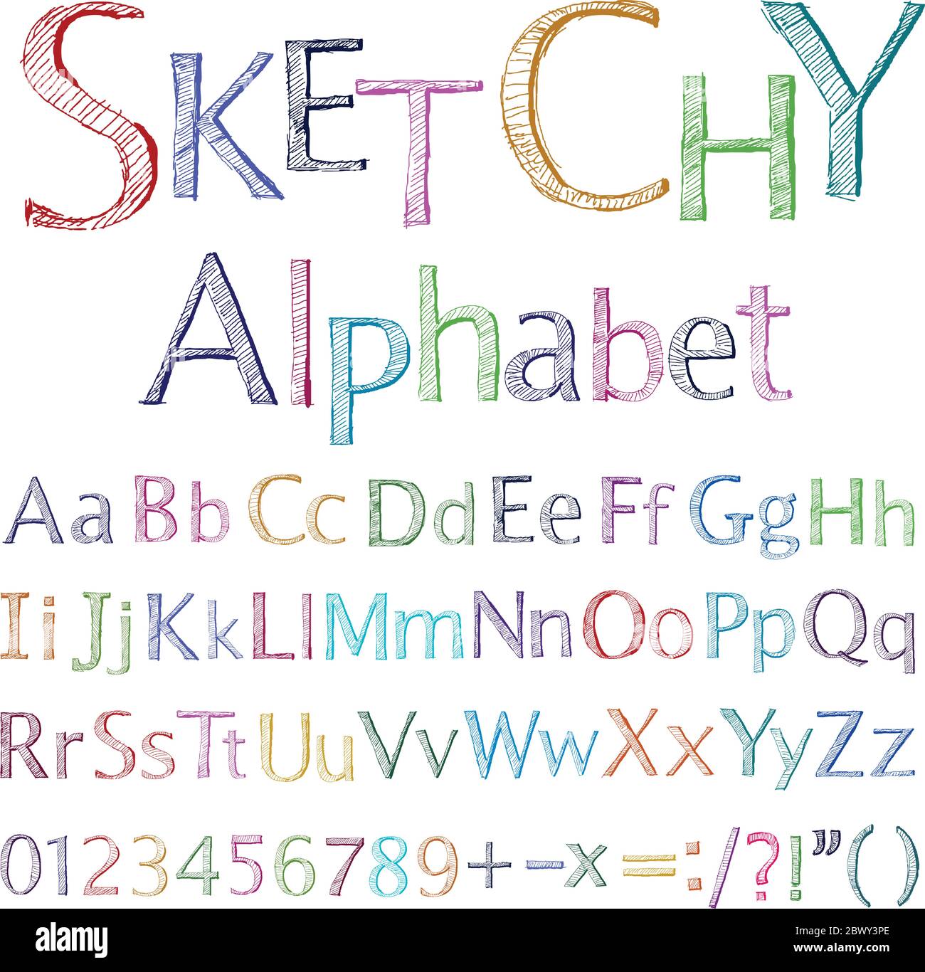 Alphabet numbers drawn color Stock Vector Images - Alamy