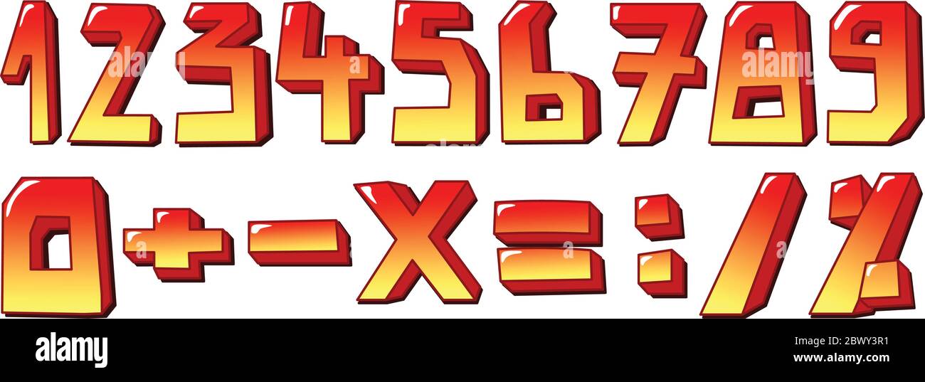 Numbers and symbols set vector red Stock Vector Images - Alamy