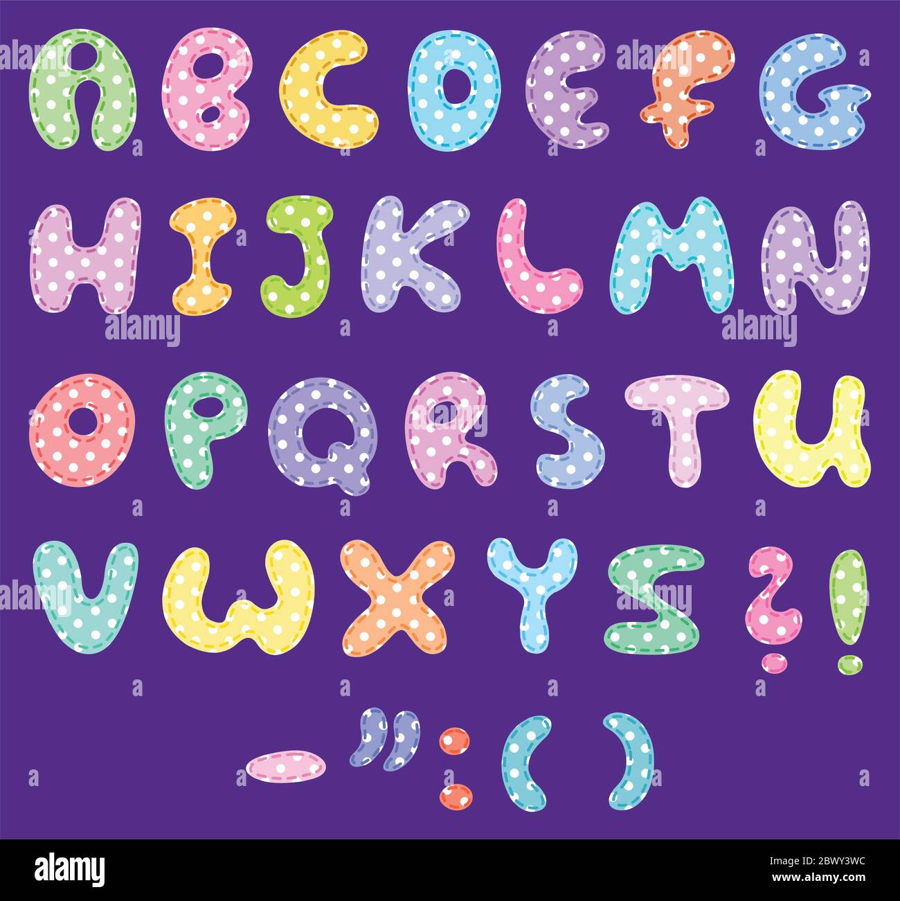 Polka dot alphabet with stitches Stock Vector Image & Art - Alamy