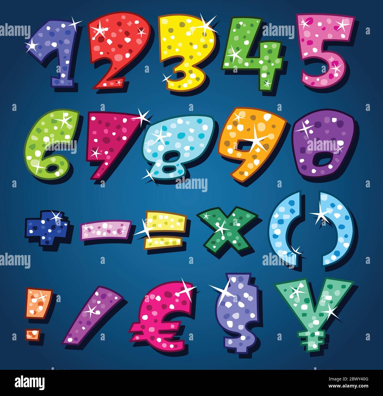 Sparkling numbers and signs Stock Vector Image & Art - Alamy