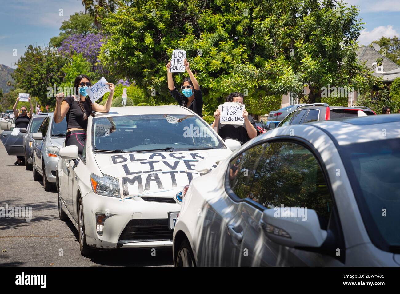 Protesters in their cars at Black Lives Matter protest over the killing ...