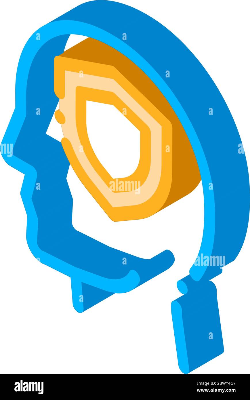 Protection Shield In Man Silhouette Mind Vector Stock Vector Image ...